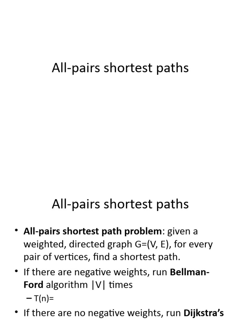All-Pairs Shortest Paths | PDF | Teaching Methods & Materials