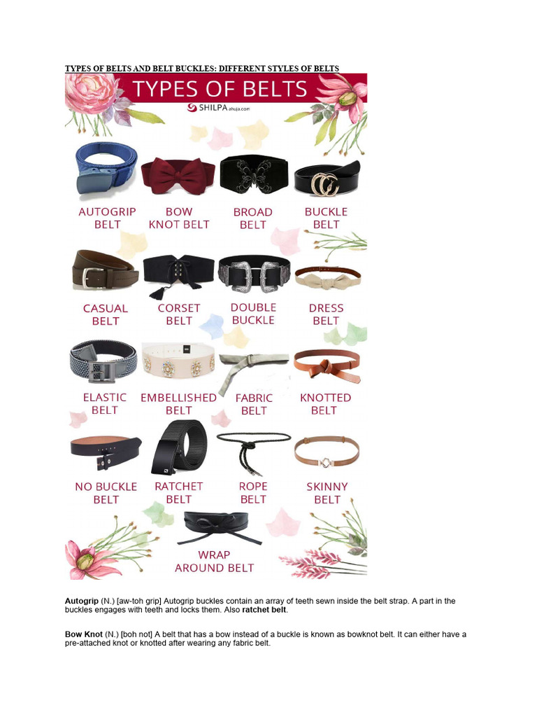 Types of Belts and Belt Buckles | PDF