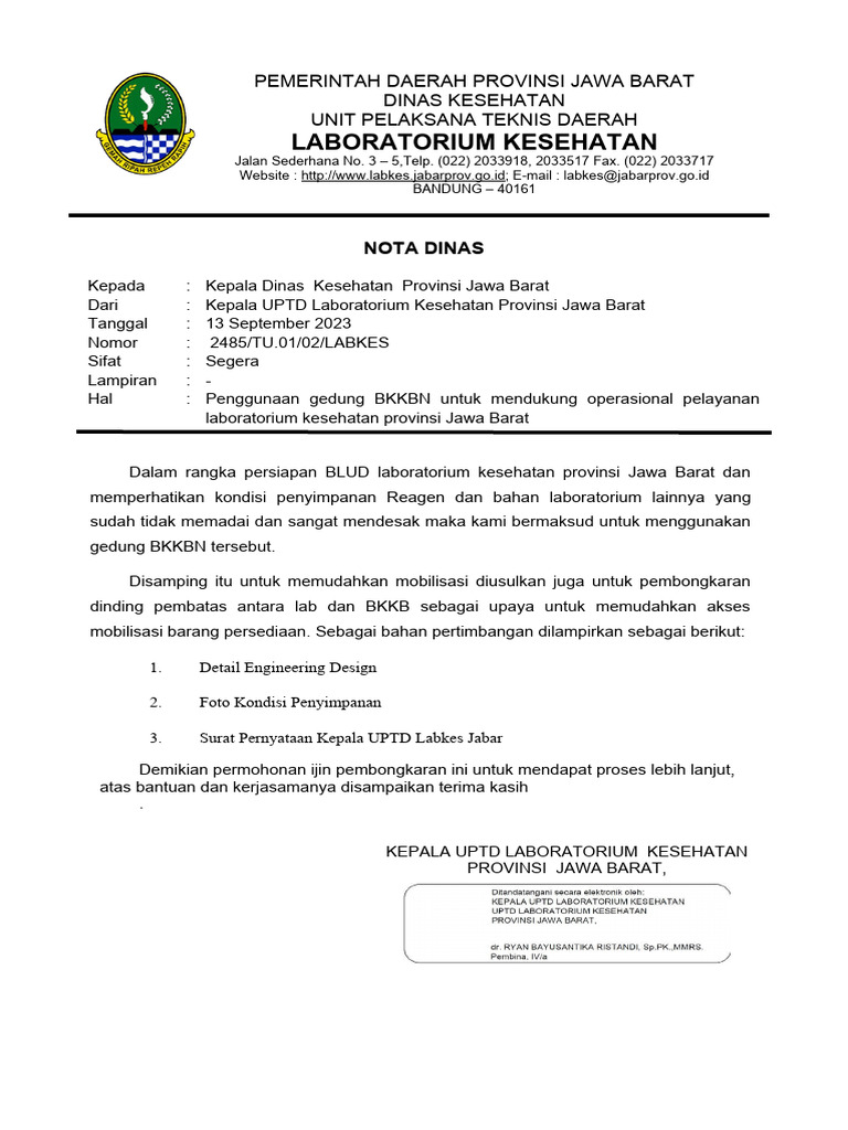 Nota Dinas BKKBN | PDF