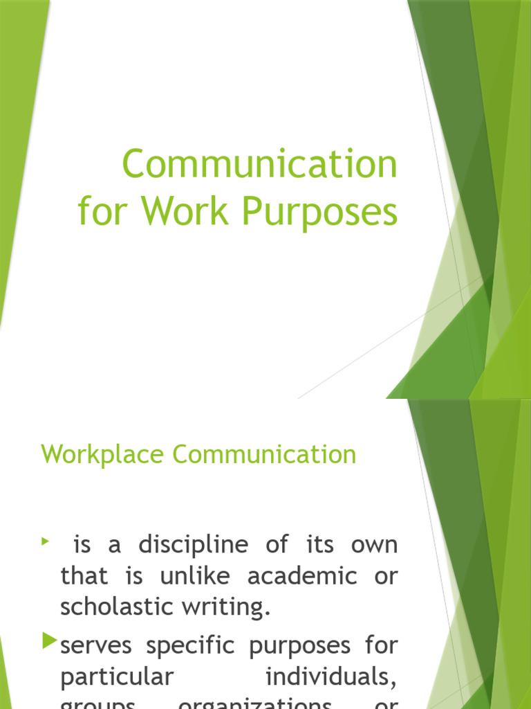 Communication For Work Purposes | PDF