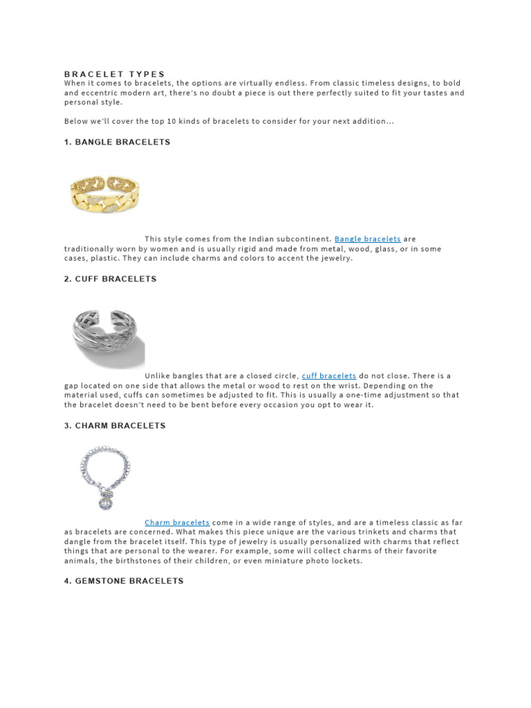 Top 10 Types of Bracelets | PDF