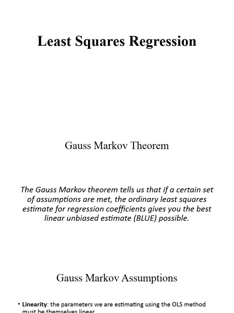 Lecture-2 Least Squares Regression | PDF | Ordinary Least Squares | Regression Analysis