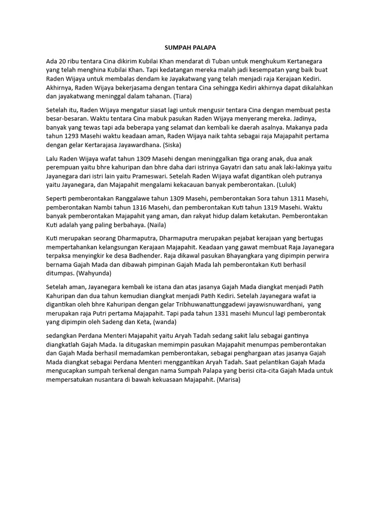 Sejarah - Sumpah Palapa | PDF | Agama & Spiritualitas