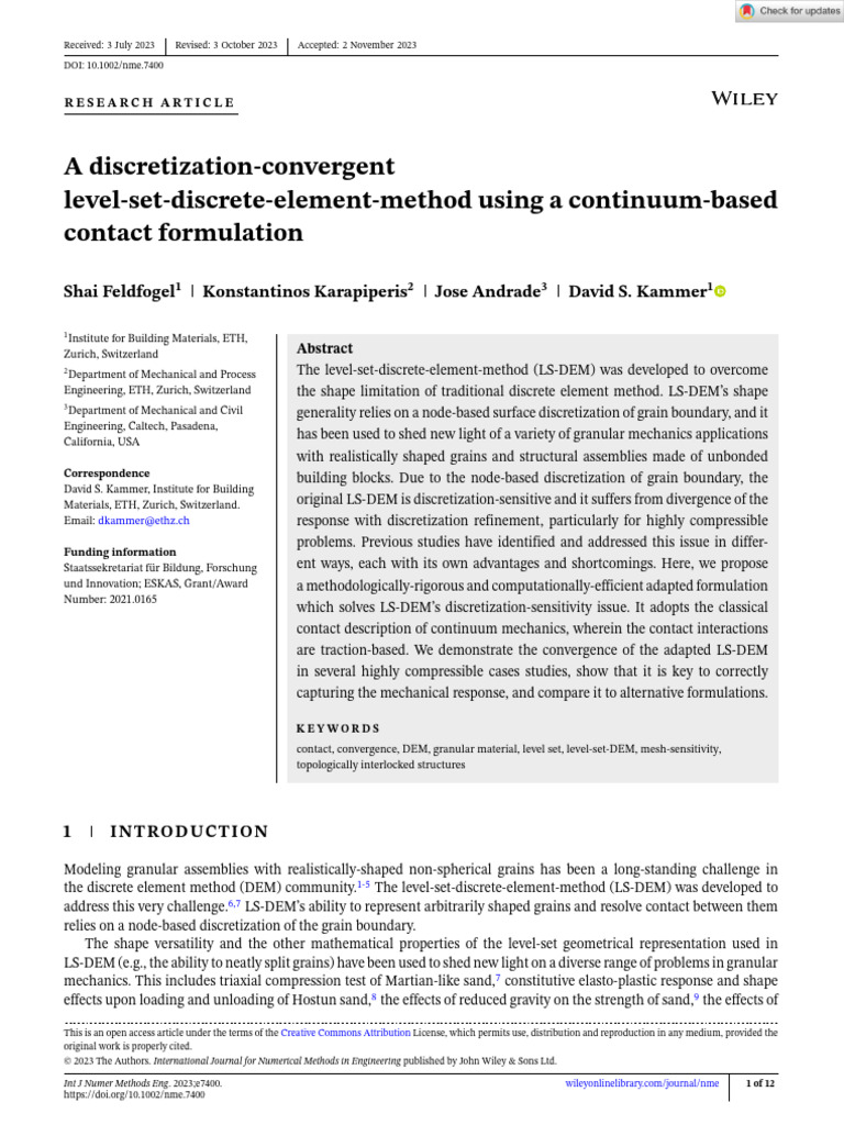 A Discretization-Convergent Level-Set-Discrete-Element-Method Using A Continuum-Based Contact ...