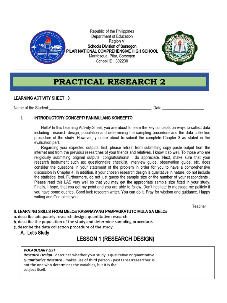 LAS Chapter 3 in PR2 Revised | PDF | Sampling (Statistics) | Survey Methodology