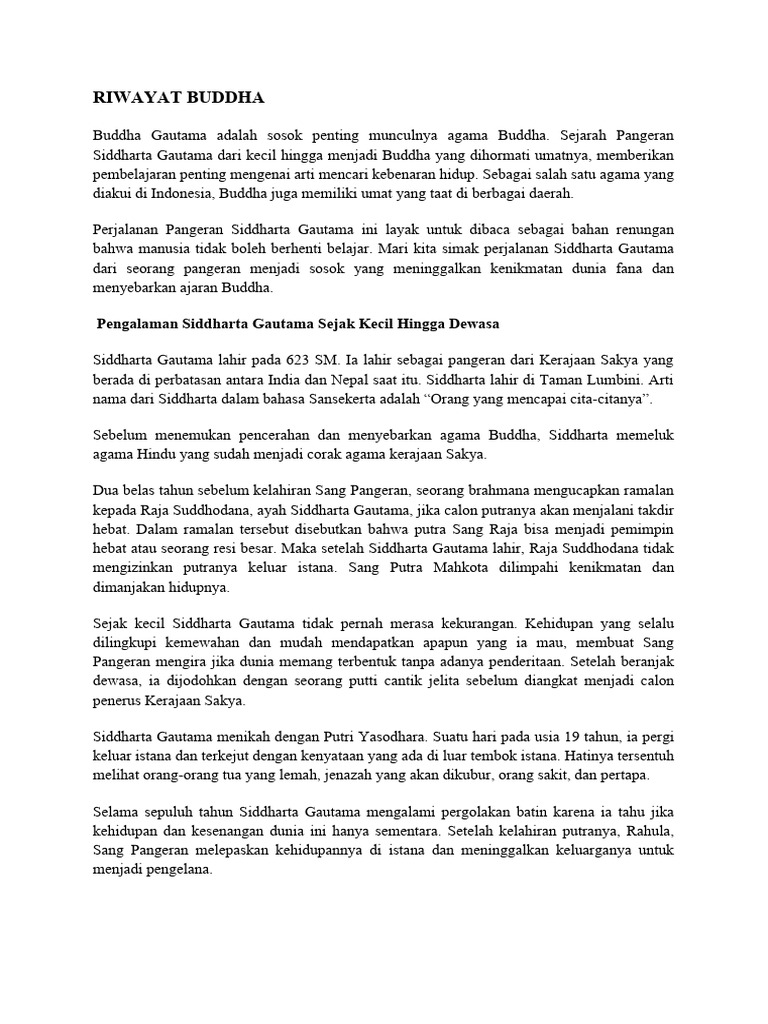 Riwayat Buddha, Pancadharma (Sila Buddhis), Tripitaka | PDF | Agama & Spiritualitas