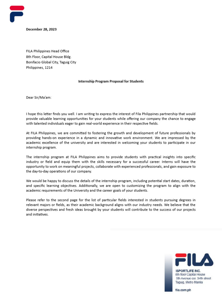 Internship Program Proposal | PDF