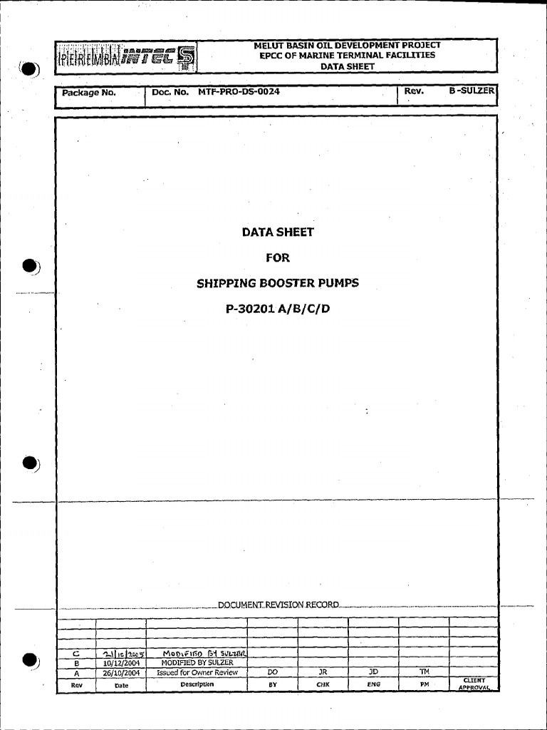 Booster Pump - Vendor Datasheet | PDF