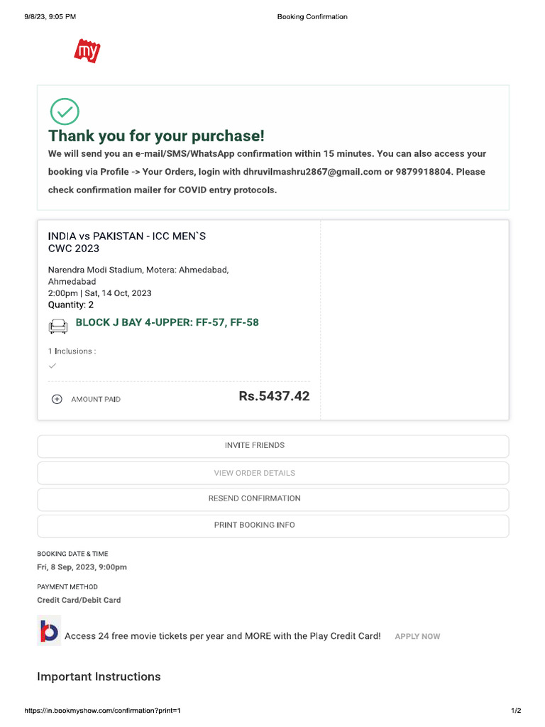 Booking Confirmation | PDF