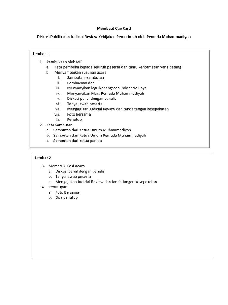 Membuat Cue Card Diskusi Panel Dan JR | PDF
