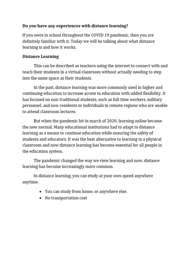 Distnace Learning (For | Download Free PDF | Distance Education | Learning