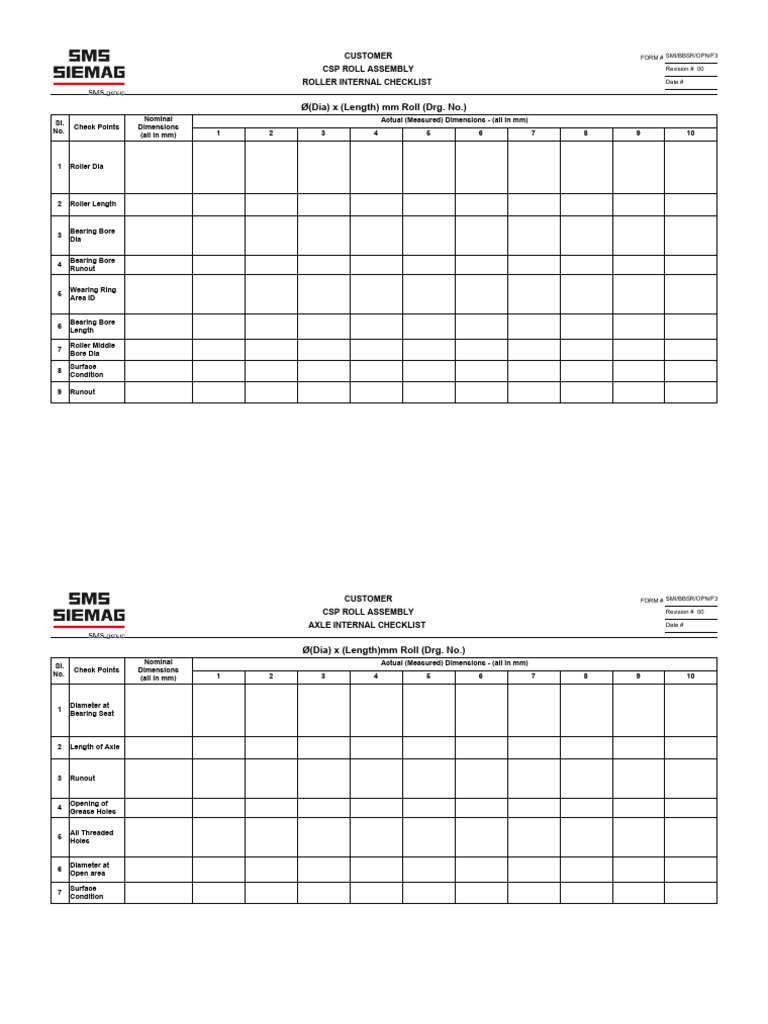 SMI - BBSR - OPN - F - 34A-F Roll Assembly Checklist (Internal) | PDF ...