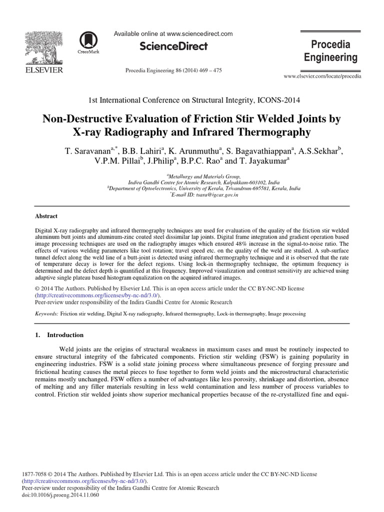 Non-Destructive Evaluation of Friction Stir Welded Joints by X-Ray ...