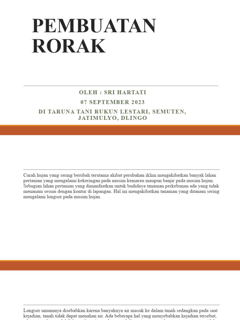 Teknik Pembuatan Rorak untuk Konservasi | PDF