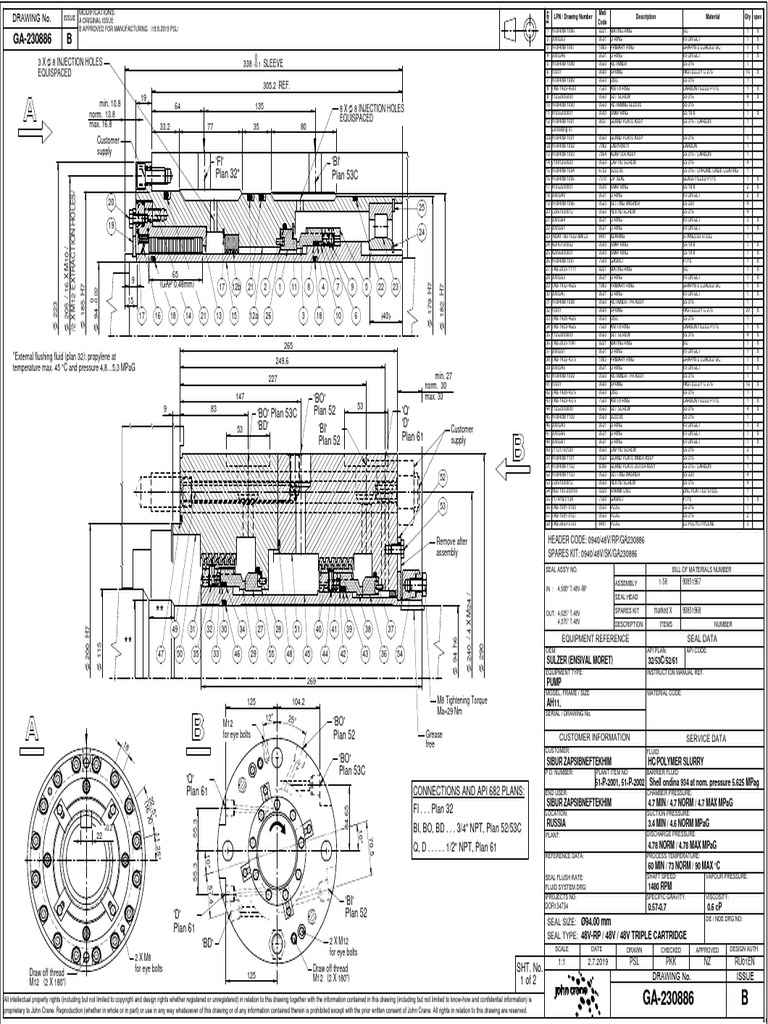 API Plan 53C Seal Assembly Drawing | PDF | Industrial Processes | Materials