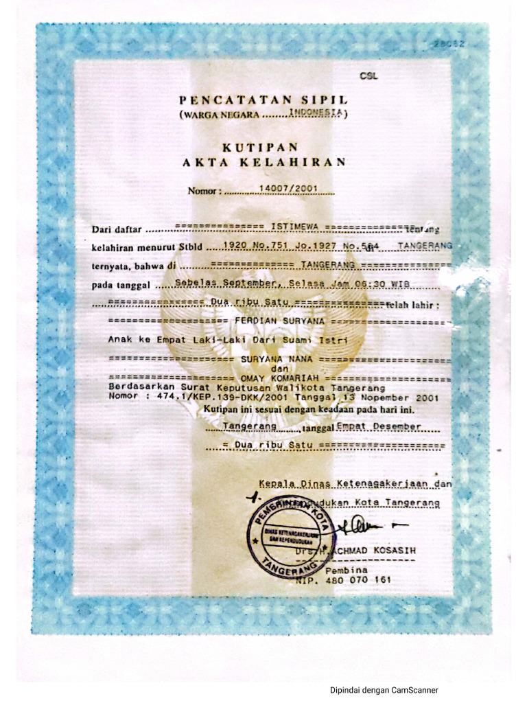 Scan Akte Kelahiran | PDF