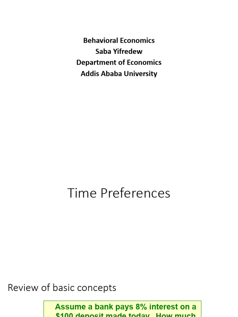 Time Preferences - 2023 | PDF | Interest | Self Control