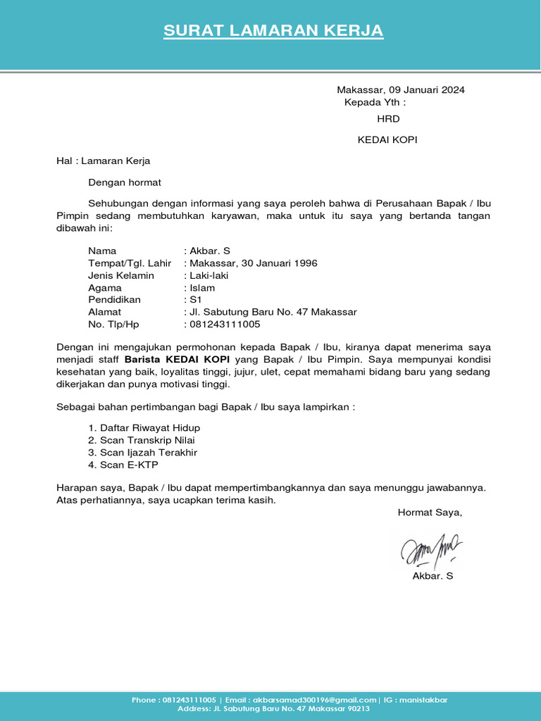 CV Akbar S (Kedai Kopi) | PDF