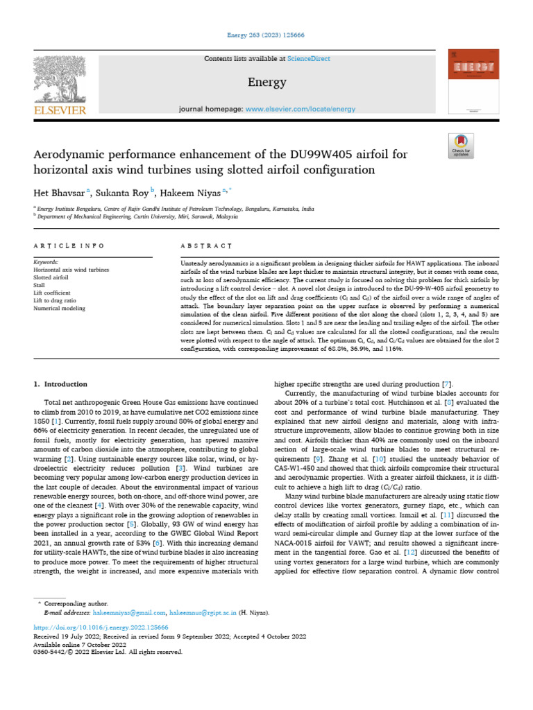 Aerodynamic Performance Enhancement of The DU99W405 Airfoil For ...