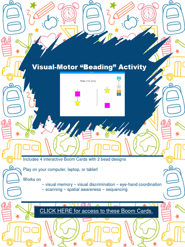Visual-Motor "Beading" Activity: CLICK HERE For Access To These Boom ...