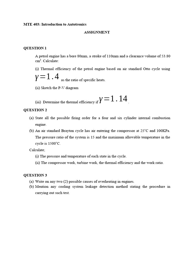 MTE 403 Assignment 20212022 | PDF