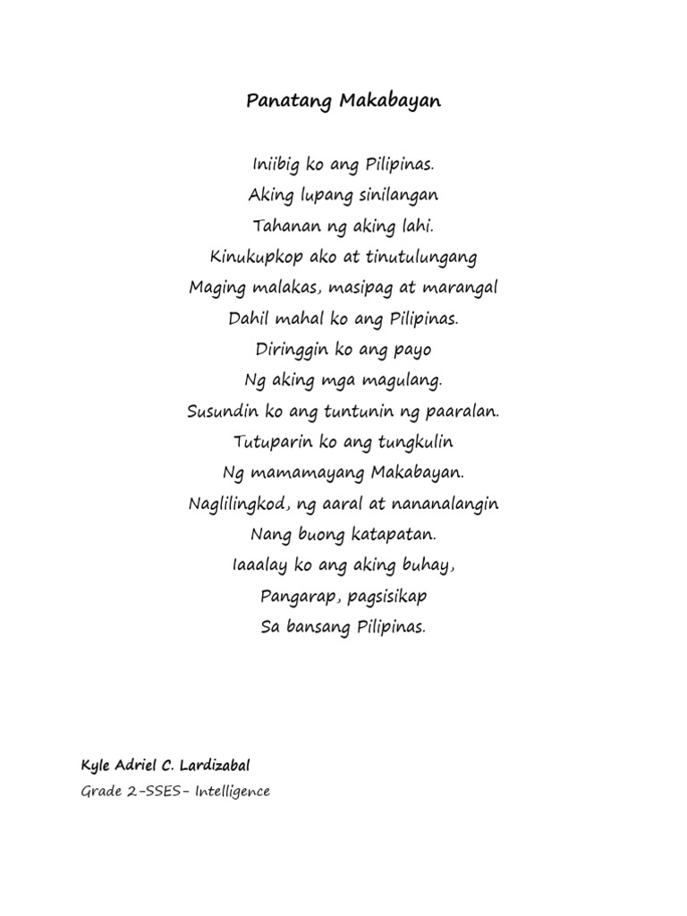 Panatang Makabayan | PDF