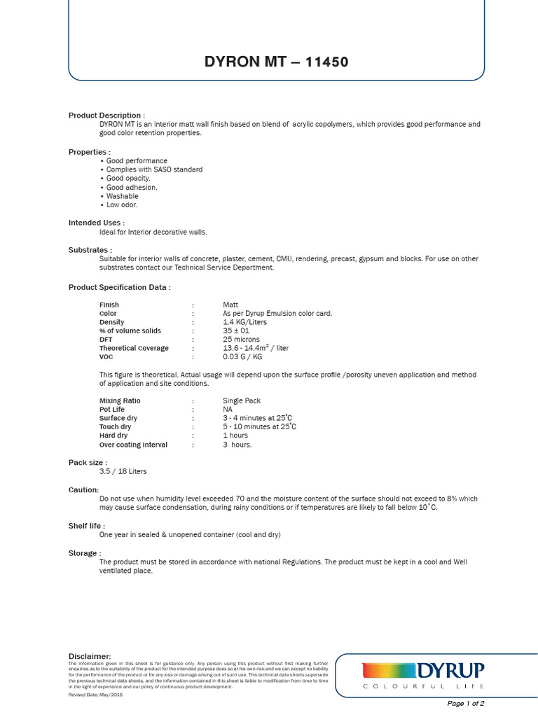 Dyron MT-11450 | PDF | Acrylic Paint | Paint