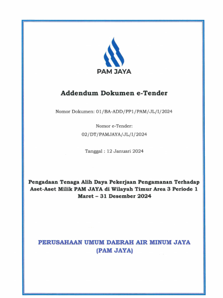 Addendum Dokumen E-Tender Keamanan Area 3 | PDF