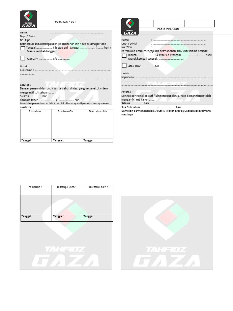 Form Izin Cuti | PDF