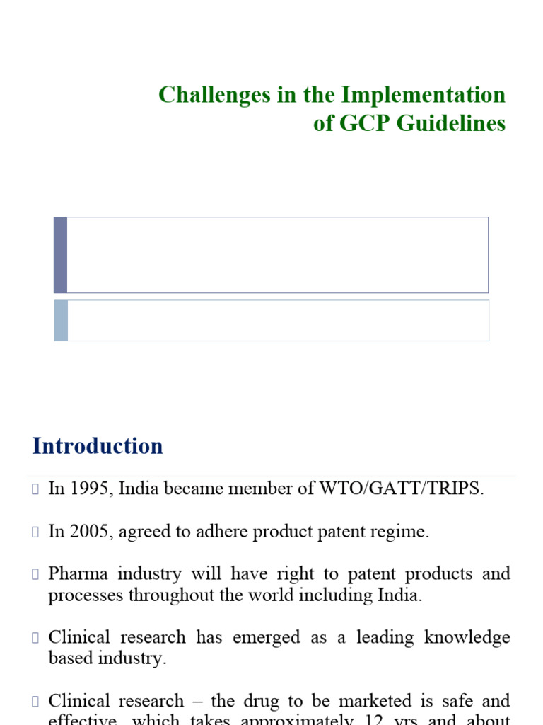 Challenges of Guidelines gcp- | PDF