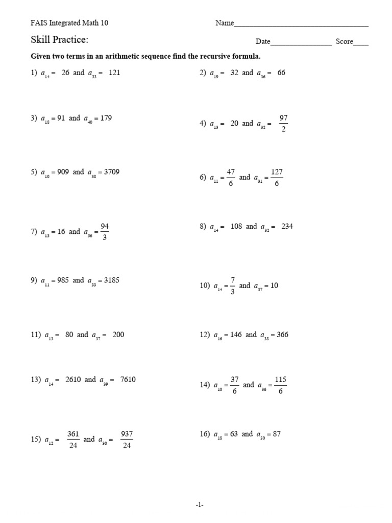 Arithmetic Sequence Practice | PDF | Mathematics