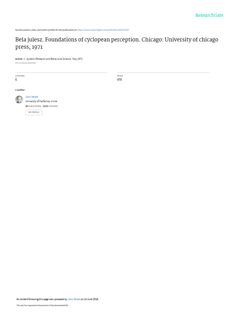 Review of Julesz's Cyclopean Perception | PDF