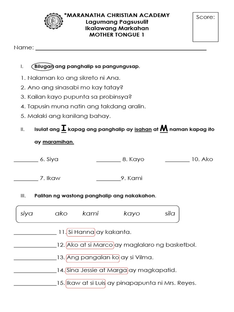 Q2 Mother Tongue Exam 1 | PDF