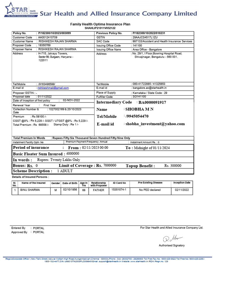 Family Health Optima Insurance Policy | PDF
