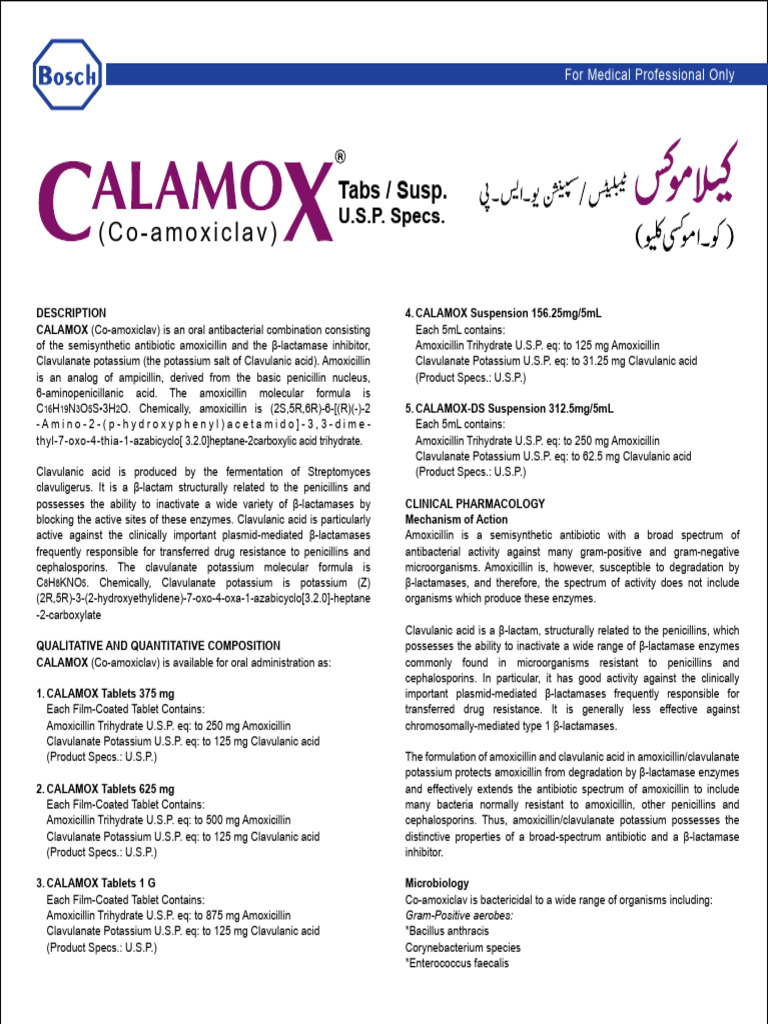 calamox-tablets-suspensions | PDF | Beta Lactamase | Penicillin