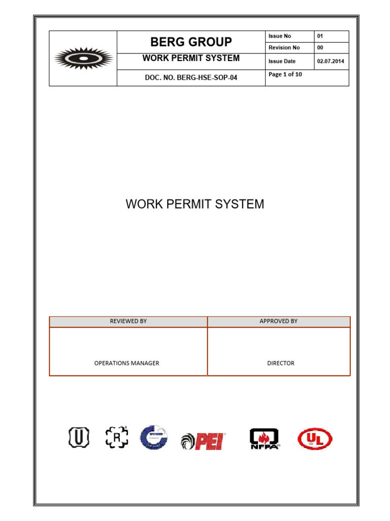 Sop 04 Work Permit System | PDF | Safety | Welding