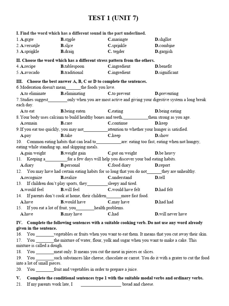 Eating Habits and Cooking Practices Test | PDF | Wellness