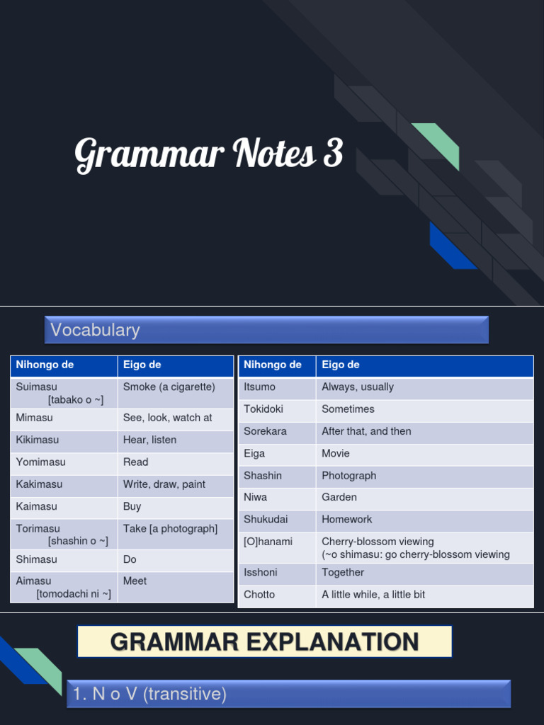 Grammar Notes 3 | PDF | Linguistic Typology | Syntax