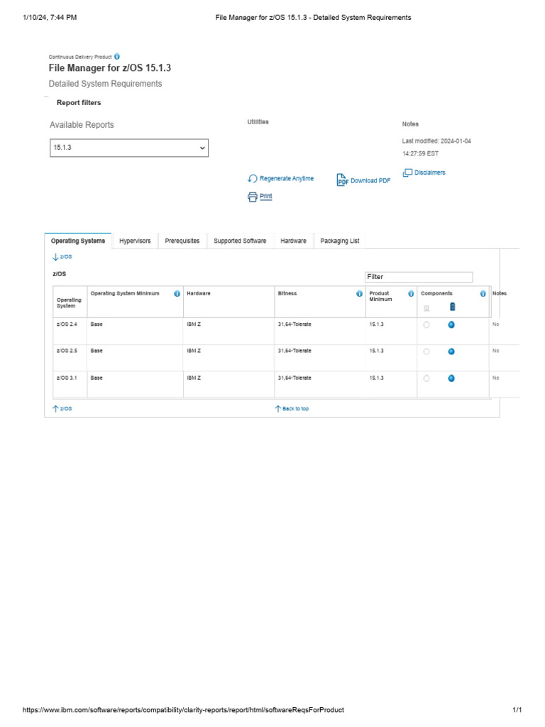 File Manager For Z - OS 15.1.3 - Detailed System Requirements | PDF