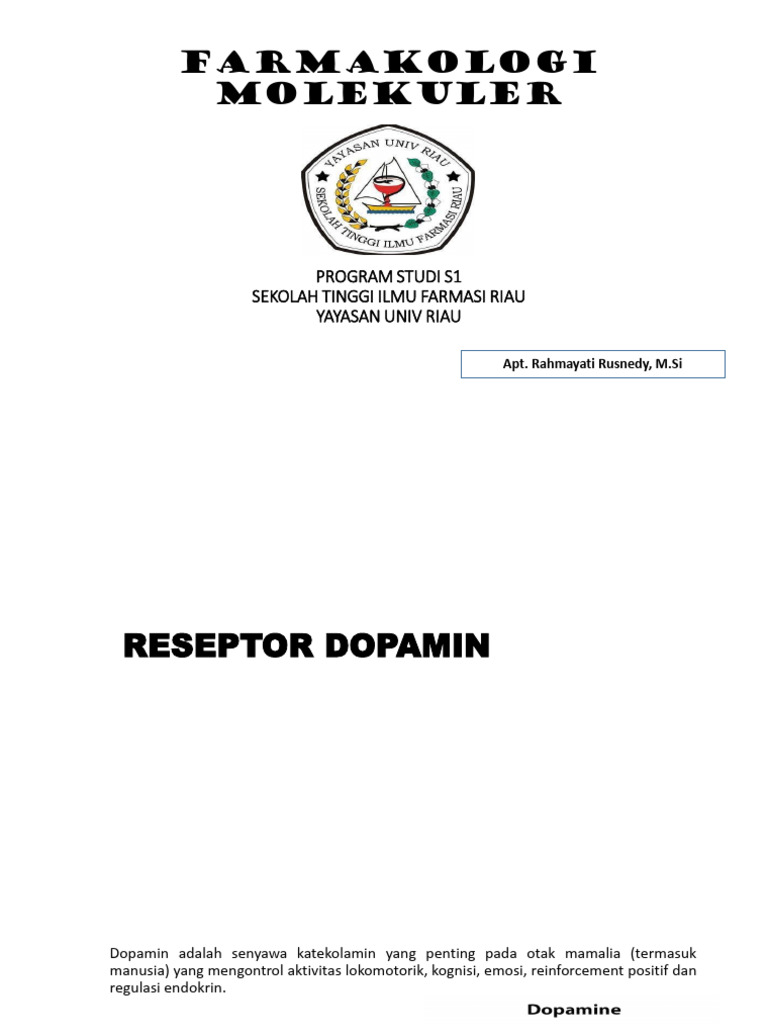 Pert 12 Farmakologi Molekuler. Reseptor Dopamin | PDF