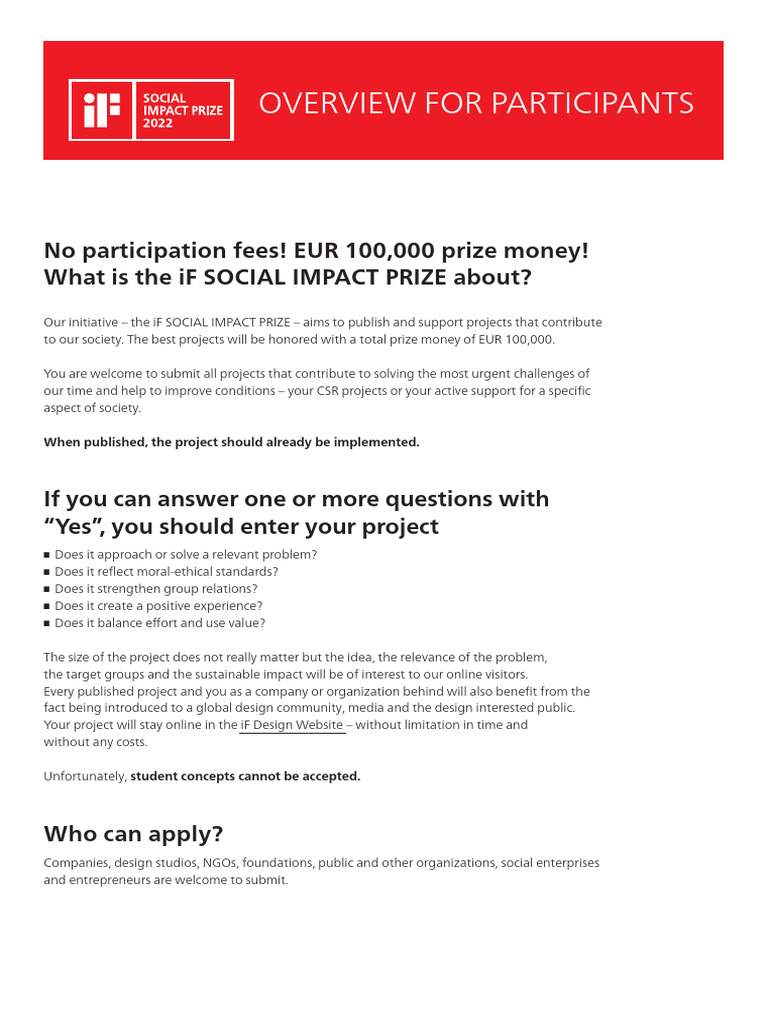 If SOCIAL IMPACT PRIZE - Overview For Participants - EN | PDF