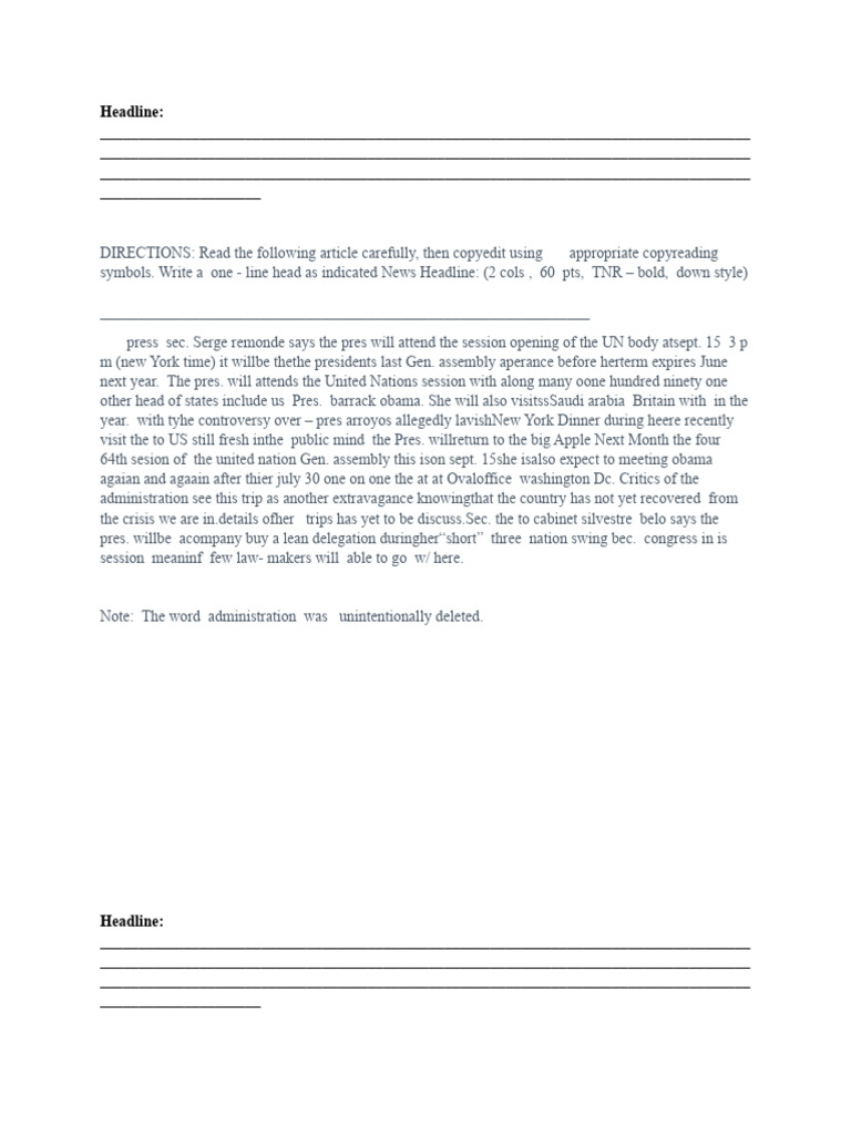 Copy Reading English | PDF