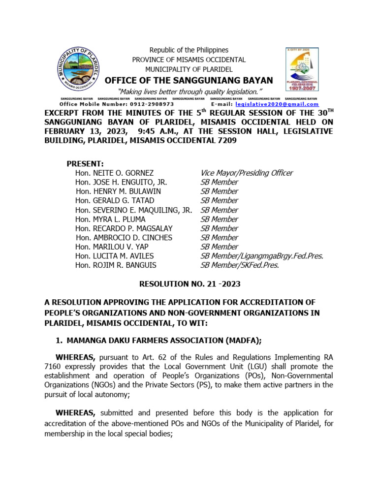 Reso No.21-2023 - Approving The Madfa Accreditation | PDF