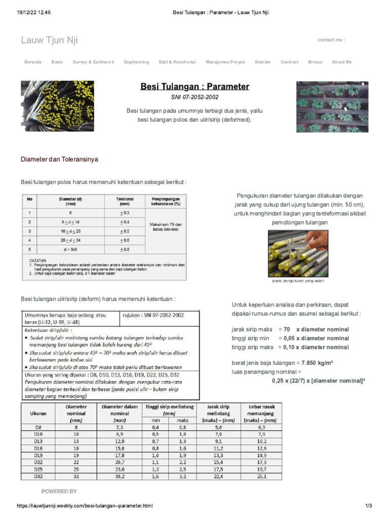 Besi Tulangan Parameter Lauw Tjun Nji Pdf