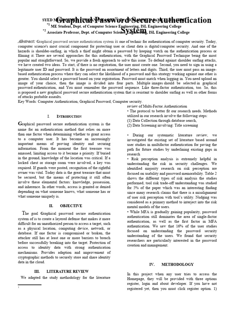 Graphical Authentication System Pdf Password Authentication