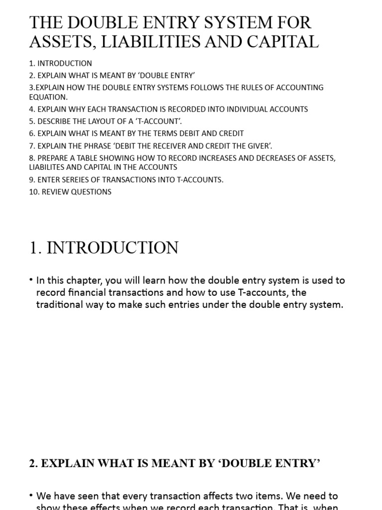 The Double Entry System For Assets, Liabilities and Capital | Download Free PDF | Debits And ...