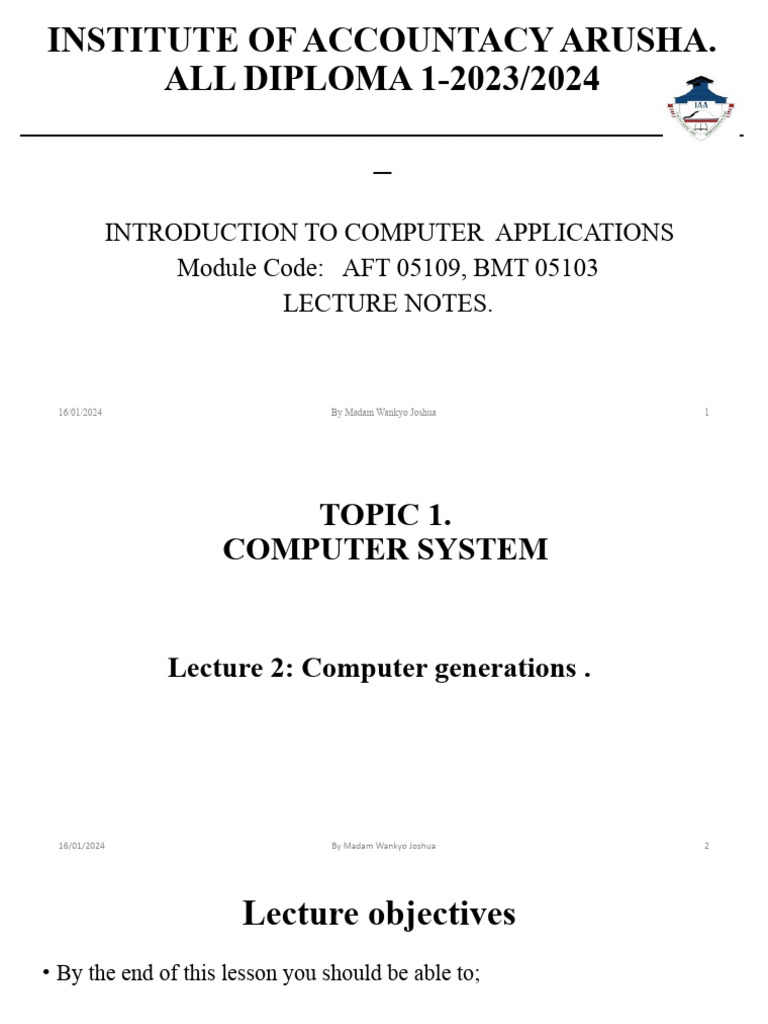 Lecture 2 Computer Generations 125813 Pdf Integrated Circuit