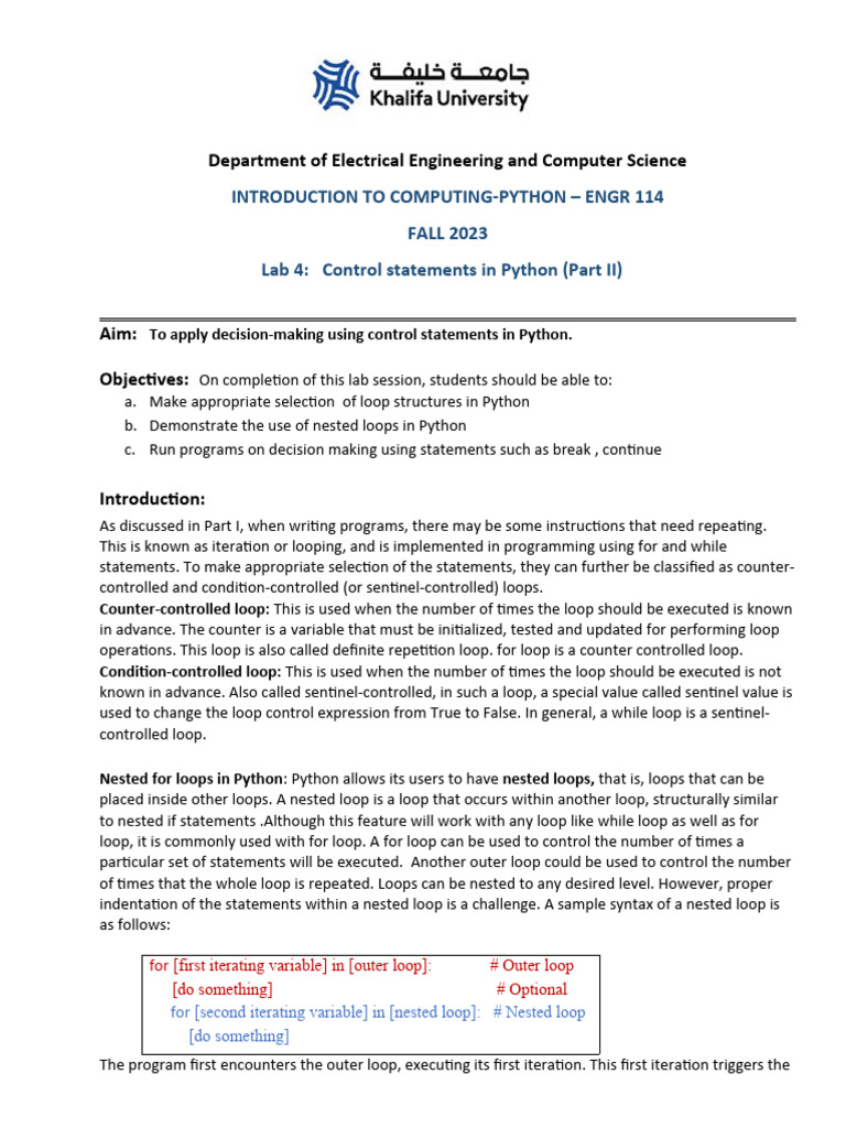 Lab 4 Pdf Control Flow Computer Program 