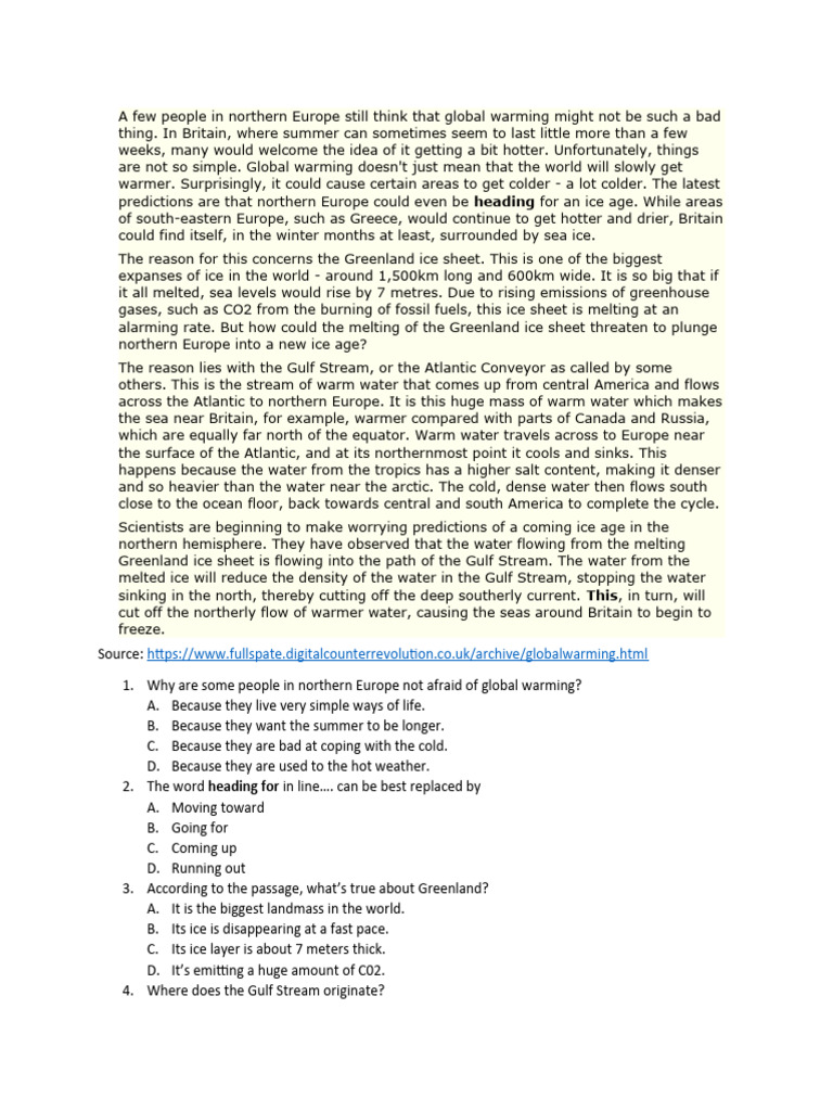 Passage2-Another Ice Age On The Horizon | PDF | Climate Change | Ice