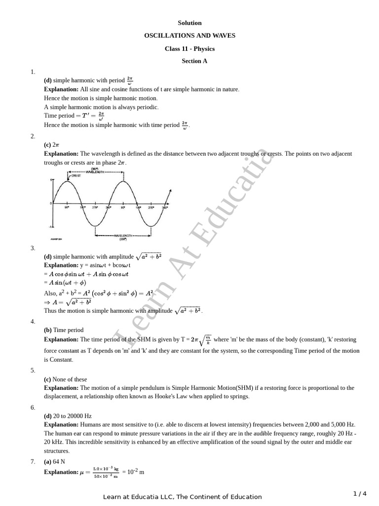 E - Gr11 - Phy - Oscillation and Waves Key | PDF | Oscillation | Scientific Phenomena